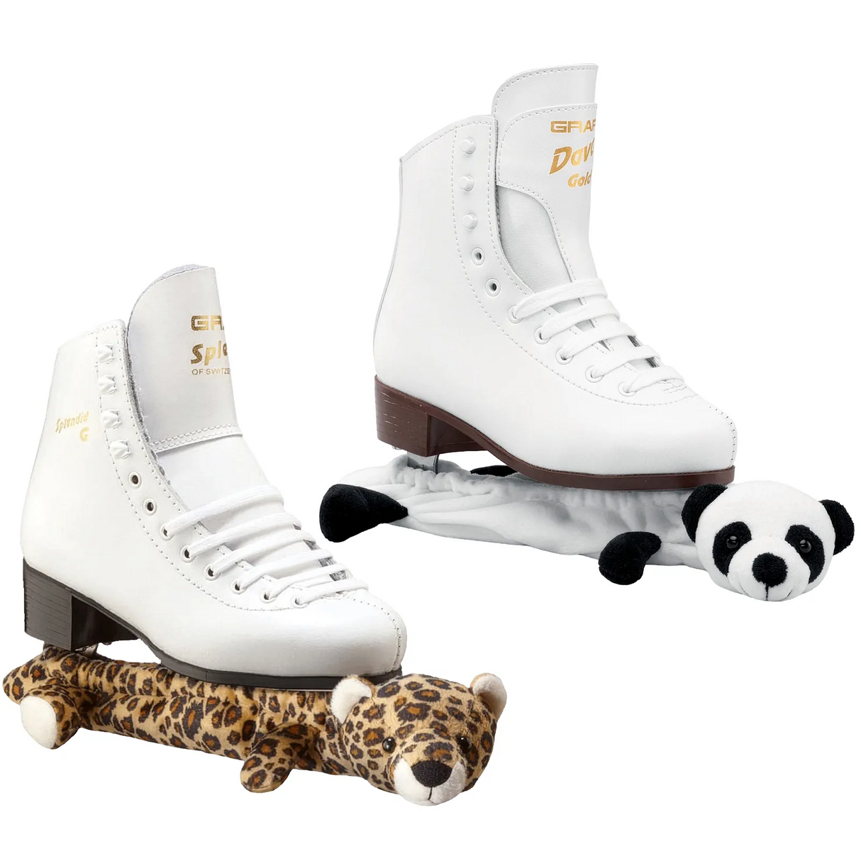 GRAF Fuzzy Skate Guards with Plush Head – Leopard & Panda — Buy now at ...